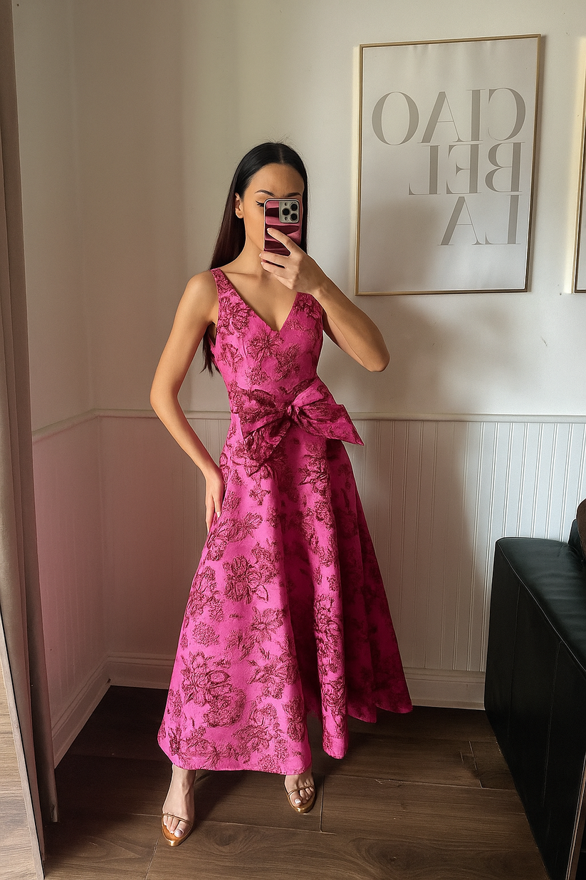 LULA DRESS PINK FLORAL SKATER STYLE DRESS | WEDDING GUEST DRESS| RACE ...